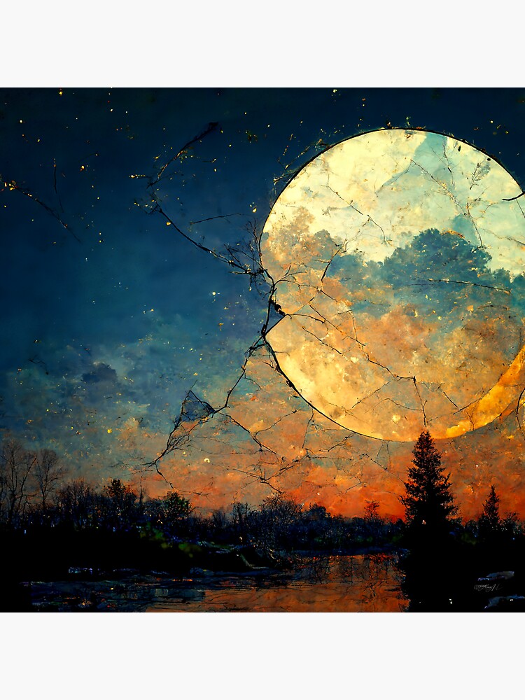 "Broken Moon Vintage Fresco Style" Sticker for Sale by ArtOLena | Redbubble