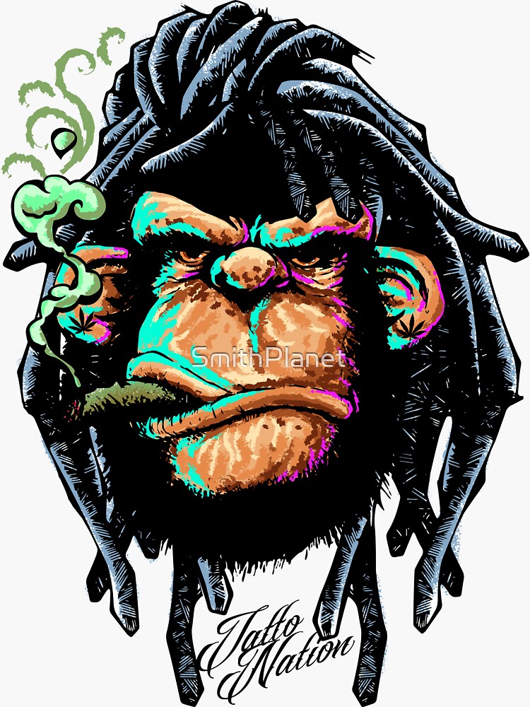 "Monkey Rasta cannabis" Sticker for Sale by SmithPlanet | Redbubble