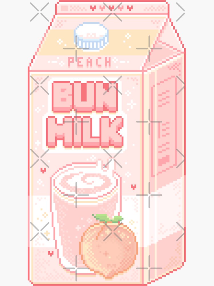 cute pink pixel peach bun milk carton ♡" Sticker for Sale by milk-bun ...