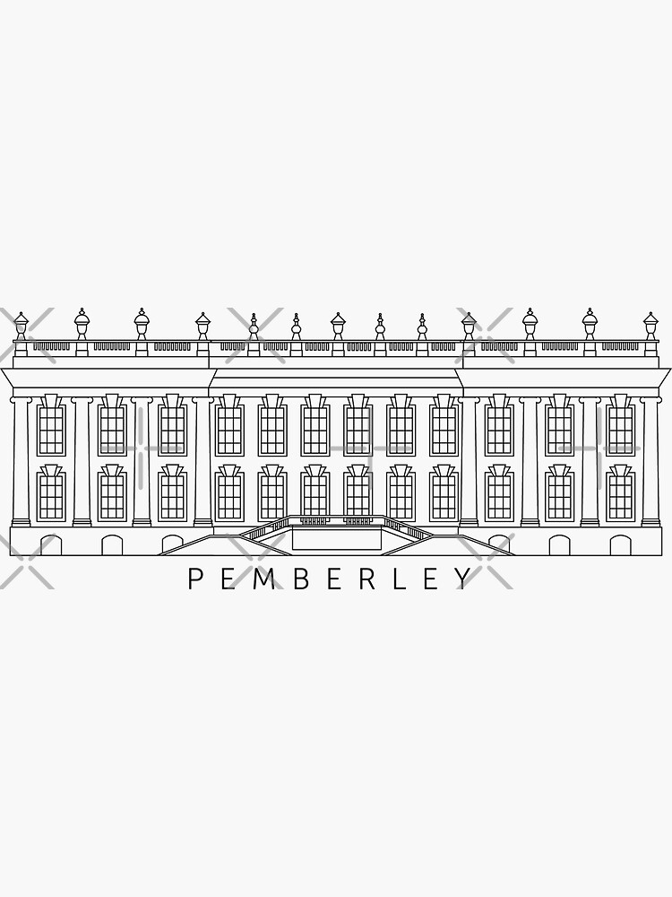 "pemberley line art text" Sticker for Sale by pasteleft | Redbubble