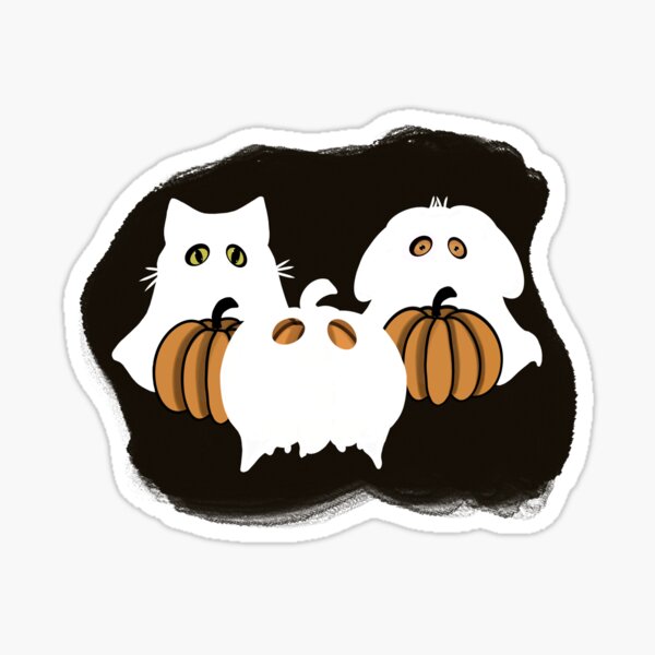 "Halloween Ghost Animal friends " Sticker for Sale by Artistestella ...