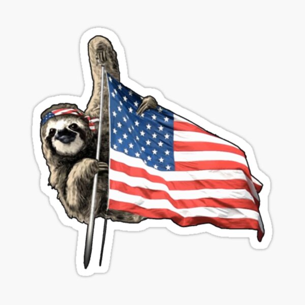 "sloth touch america flag animals love heart sloth" Sticker for Sale by ...
