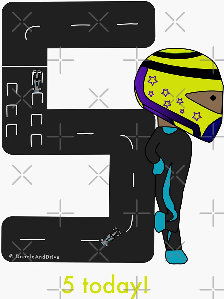 "5th birthday - F1 motorsport - DoodleAndDrive" Sticker for Sale by ...