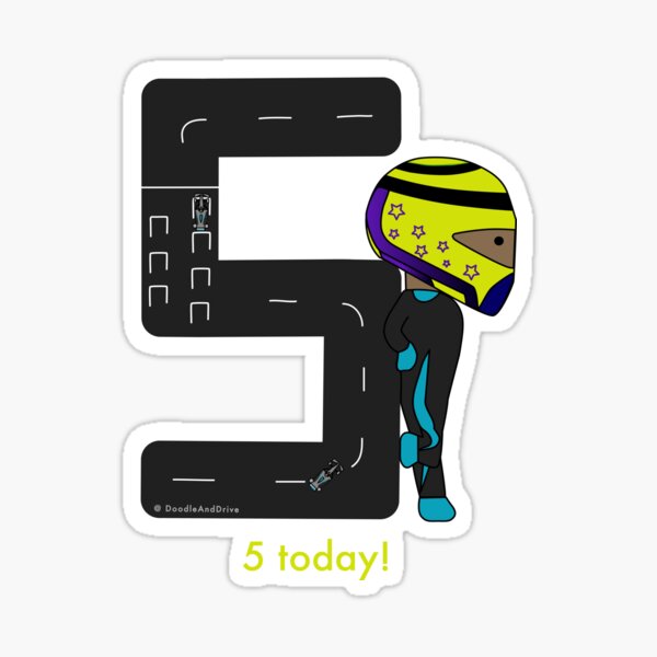 "5th birthday - F1 motorsport - DoodleAndDrive" Sticker for Sale by ...