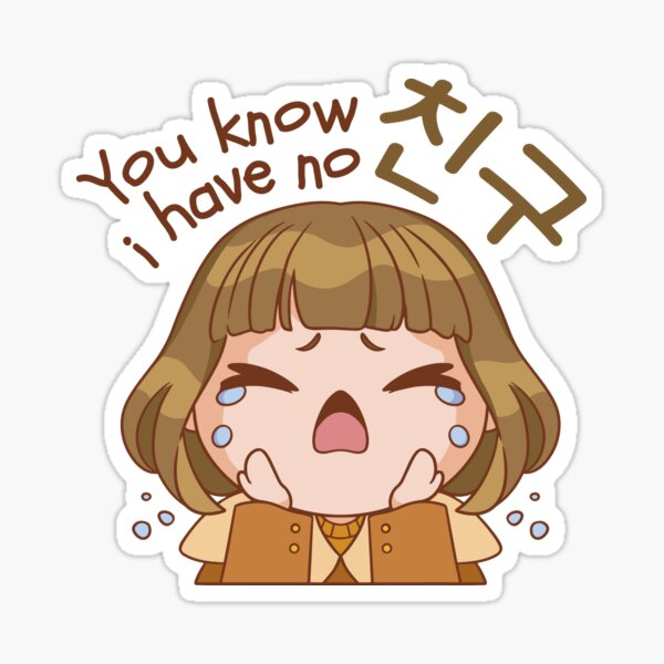 "YOU KNOW I HAVE NO 친구 "FRIEND" CUTE GIRL CRYING" Sticker for Sale by ...