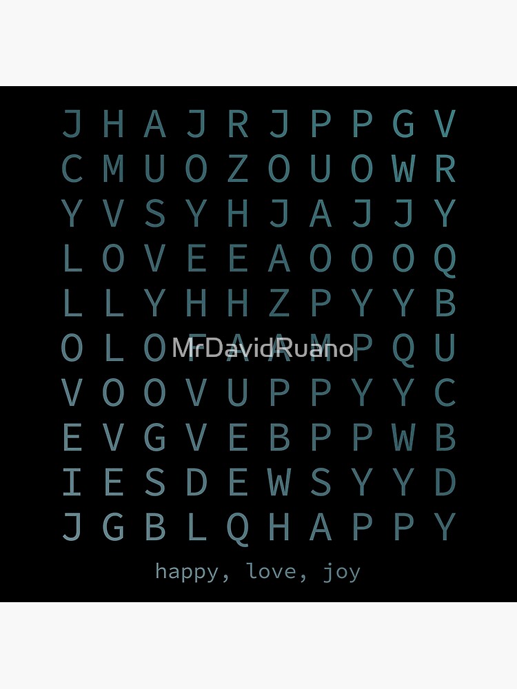 "Happy Love Joy Word Search" Poster for Sale by MrDavidRuano | Redbubble