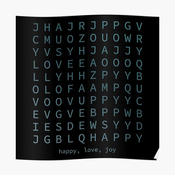 "Happy Love Joy Word Search" Poster for Sale by MrDavidRuano | Redbubble