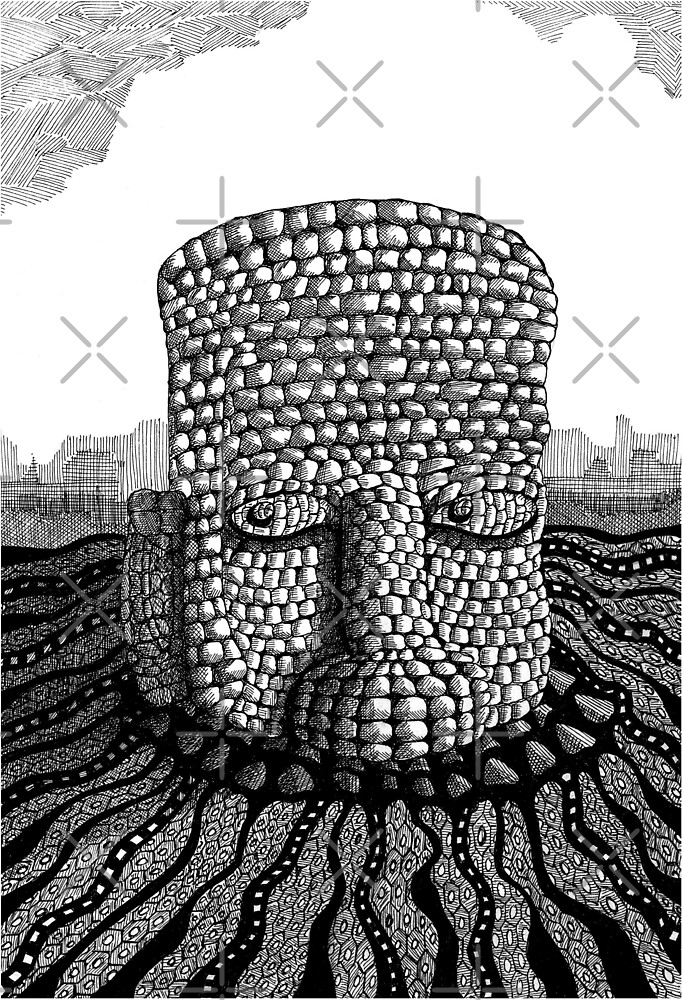 "214 - STONE HEAD - INK - 2007" by BLYTHART | Redbubble