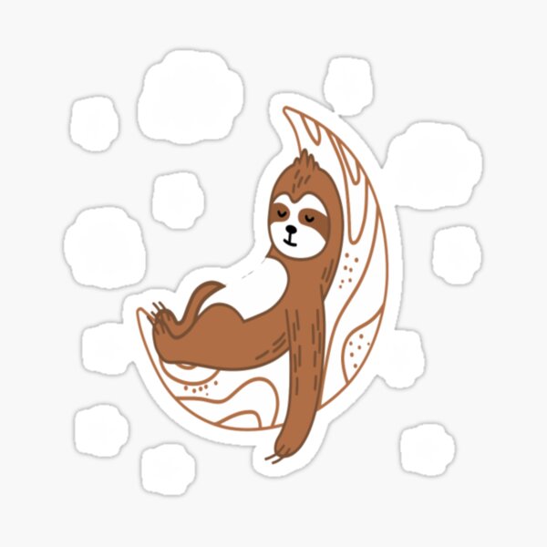 "Cute Sleeping Sloth On The Moon Sloths Lover Girls" Sticker for Sale ...