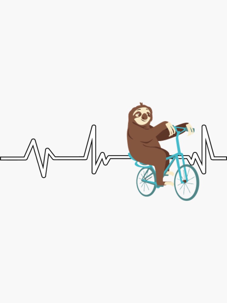 "Cycling Sloth Heartbeat Cyclist Gift Cycling Sloth" Sticker for Sale ...