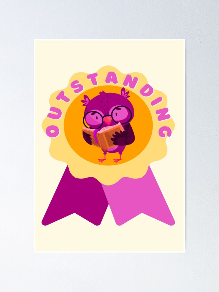 "Outstanding Funny Cute Owl Teacher Reward Motivational" Poster for ...