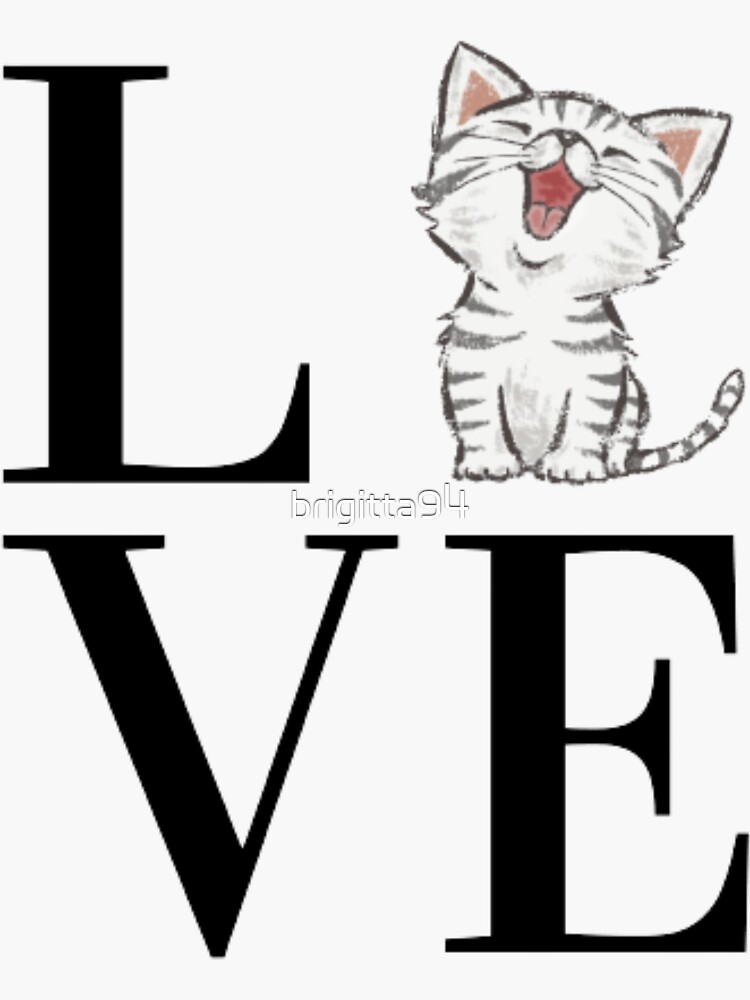 "love cat " Sticker for Sale by brigitta94 | Redbubble