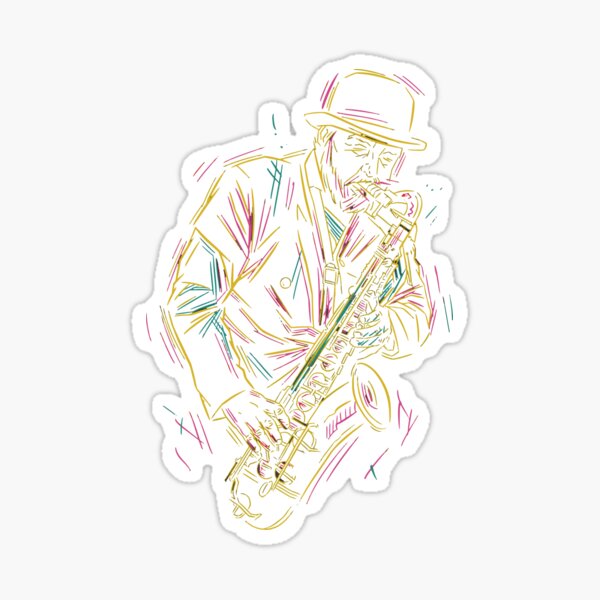 "saxophone man" Sticker for Sale by Aercorpusdesign | Redbubble