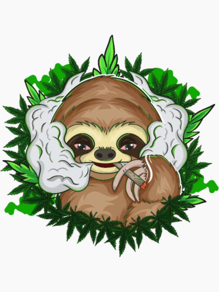 "Weed Smoking Sloth Funny Cannabis Weed Marijuana " Sticker for Sale by ...