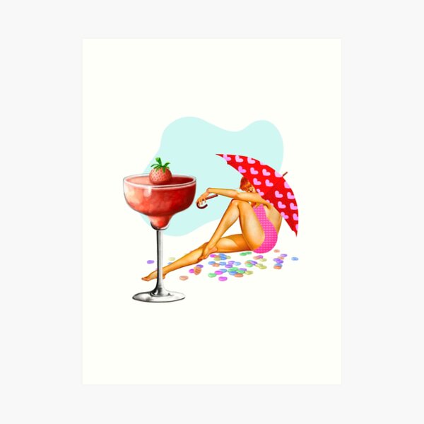 Classic Cocktails Art Print With Pin Up Girl Art Print For Sale By