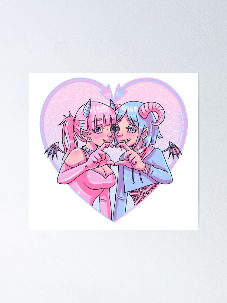 "Double demon trouble" Poster for Sale by Ravenous-Decay | Redbubble