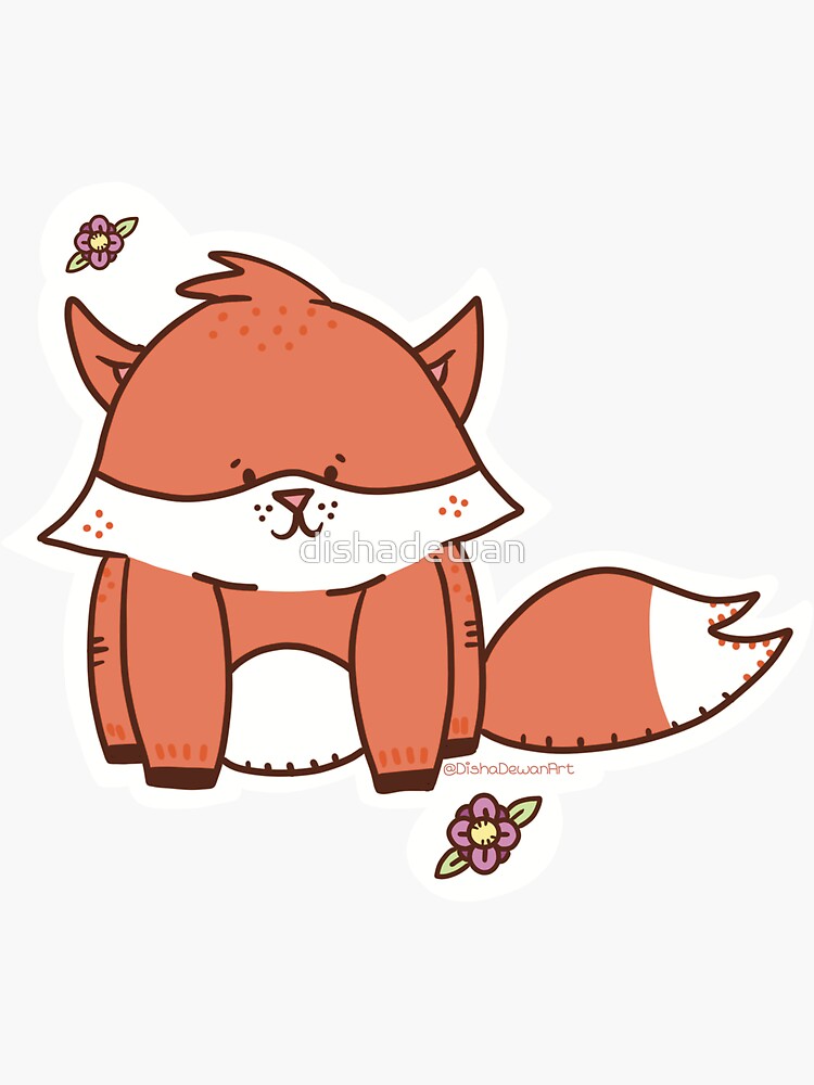 "Finley the Fox - Cute Kawaii Art" Sticker for Sale by dishadewan ...