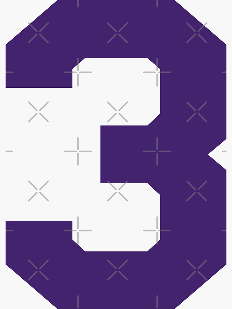 "Number 3, Purple three, Sports number 3" Sticker for Sale by ...