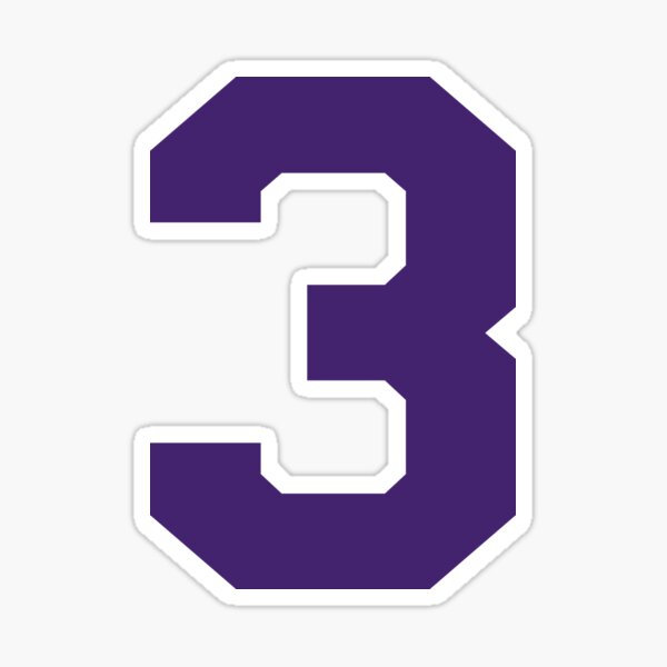 "Number 3, Purple three, Sports number 3" Sticker for Sale by ...