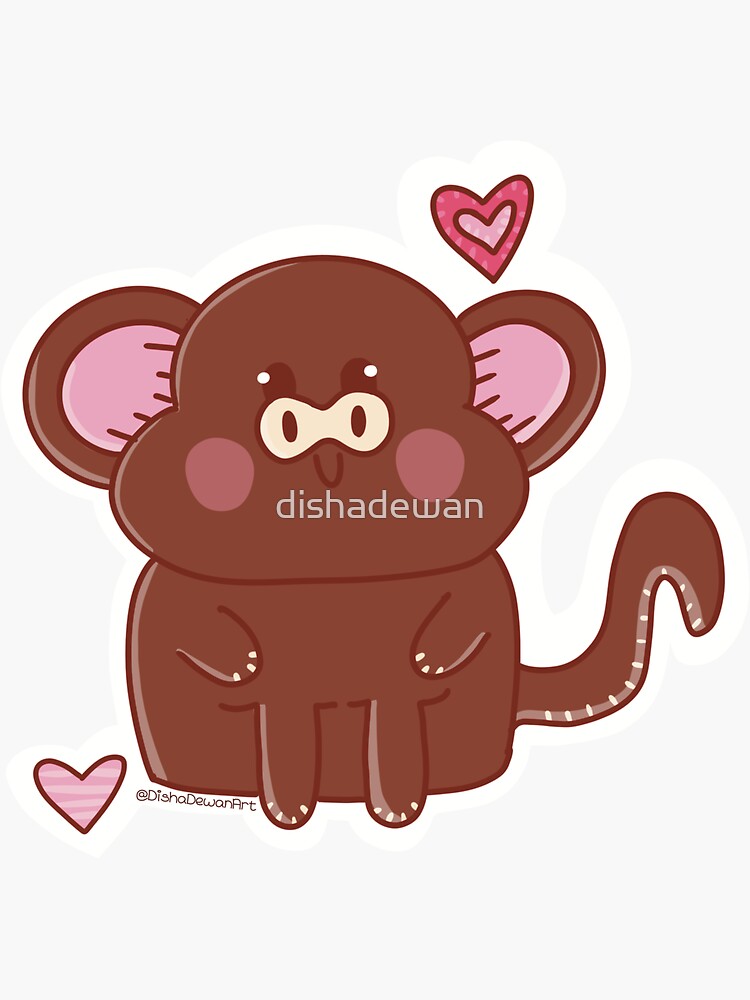 "Manny the Monkey - Cute Kawaii Art" Sticker for Sale by dishadewan ...