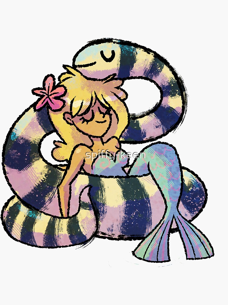 "Mermaid & Sea Snake Friend" Sticker for Sale by spiffy-keen | Redbubble