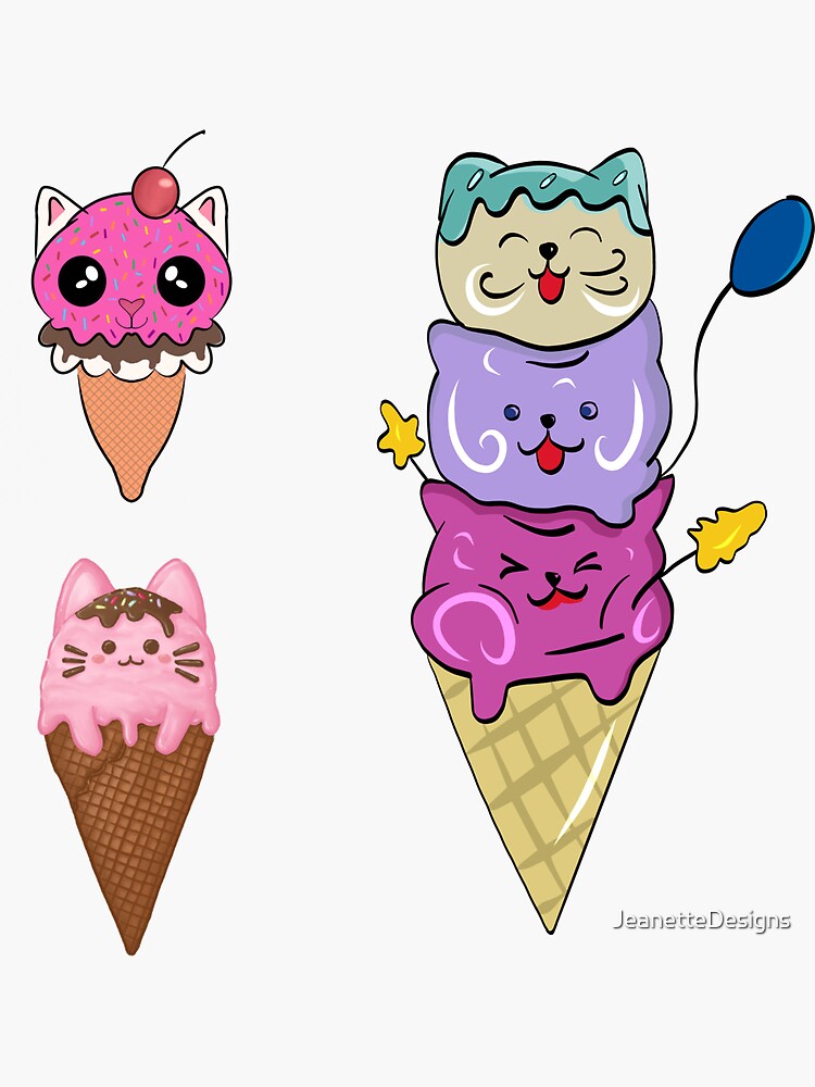 "Ice Cream Cone Cats | Squee | Kawaii Cat Ice Cream | Kawaii Neko ...