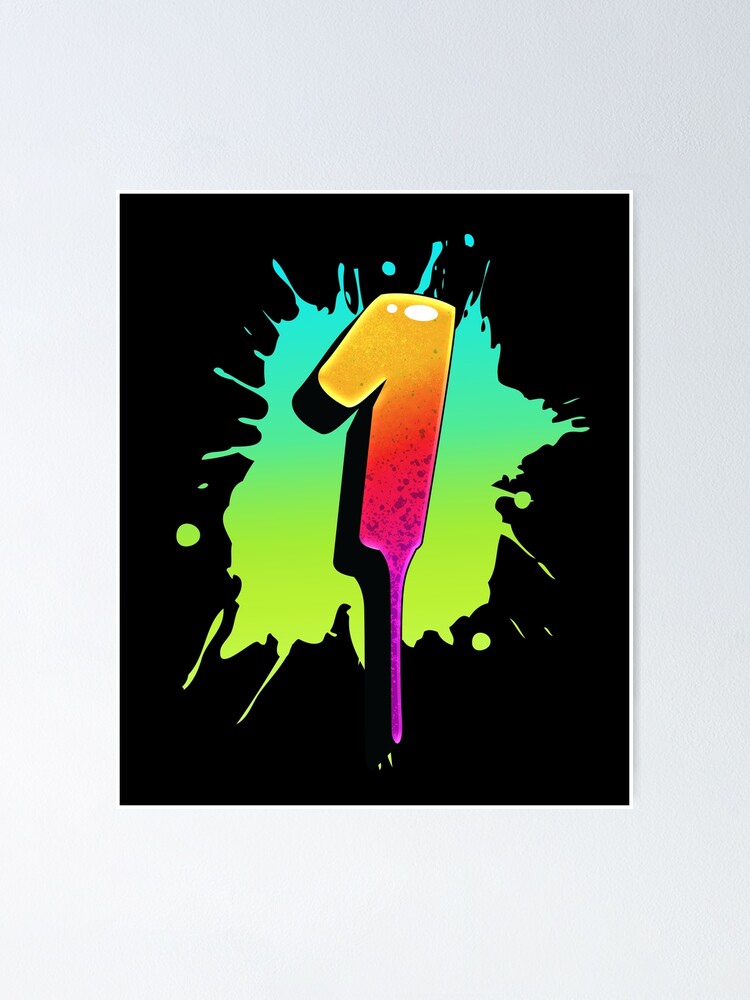 "Graffiti Number 1 Digit Colorful Paint Splash Style" Poster for Sale ...