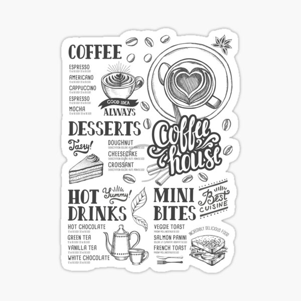 "coffee house" Sticker for Sale by smilestarup | Redbubble