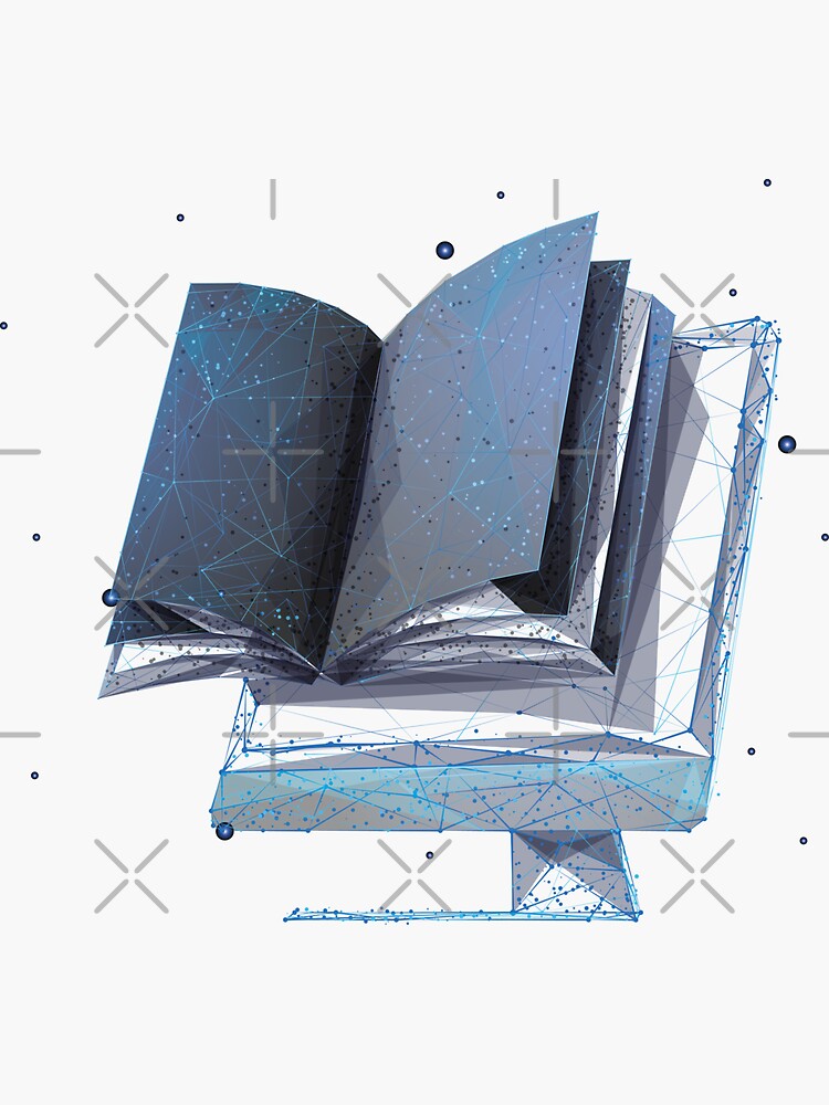 "BOOK AND MONITOR LOW-POLY SPARKLED OPENED BOOK | DIGITAL VECTOR ...