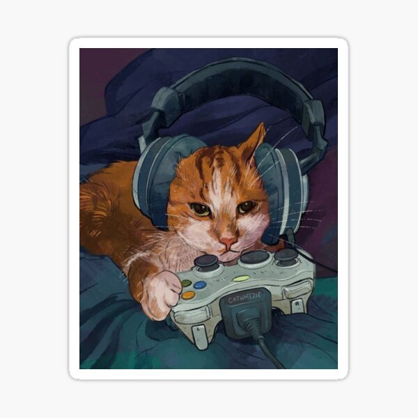 "Cat gamer " Sticker for Sale by Adelleshop | Redbubble