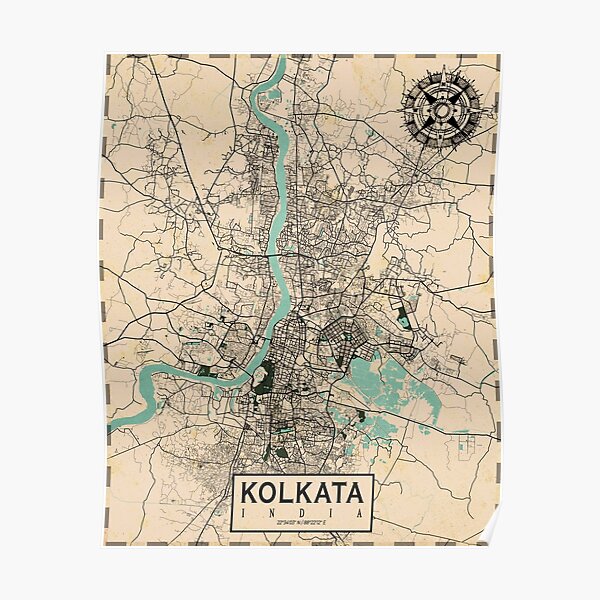 "Kolkata City Map of India - Vintage" Poster for Sale by deMAP | Redbubble