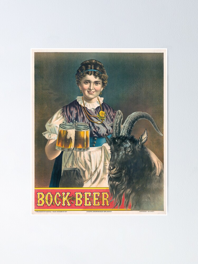 "Vintage Bock Beer Poster , Bavarian beer girl bock Henry Jerome Schile ...