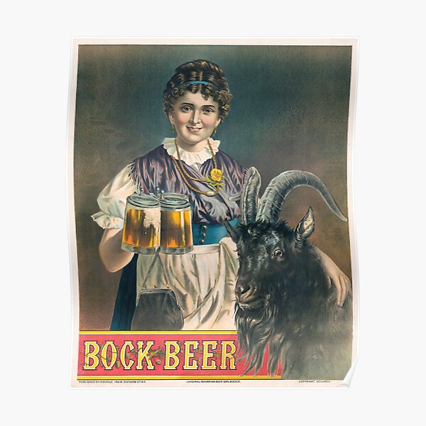 "Vintage Bock Beer Poster , Bavarian beer girl bock Henry Jerome Schile ...