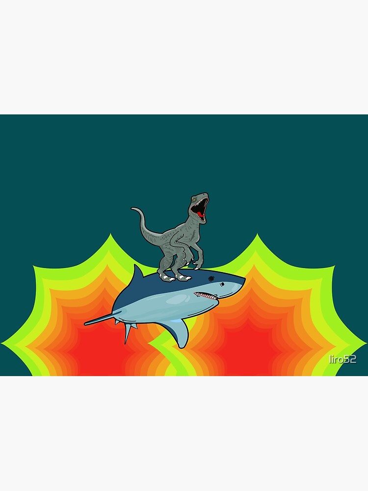 "velociraptor on a shark ready for combat" Poster for Sale by liro52 ...
