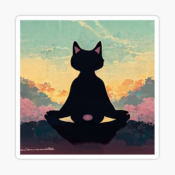 "Meditation Cat" Sticker for Sale by MilesJager | Redbubble
