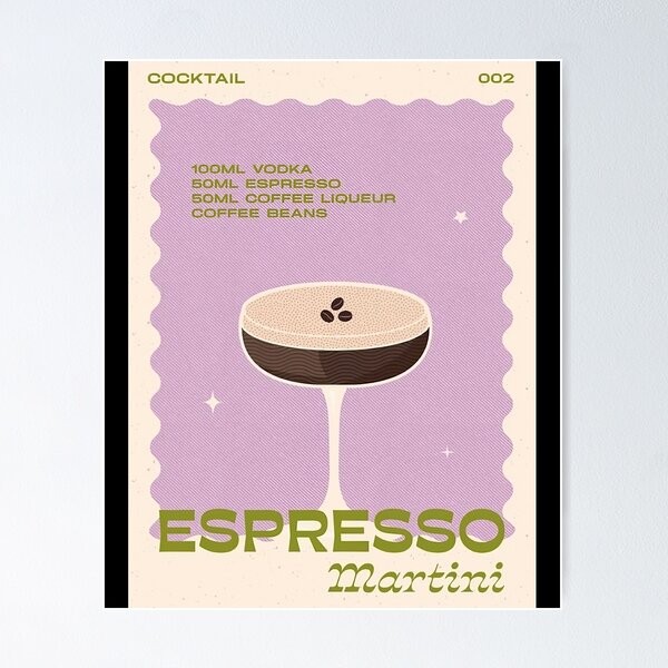 "Retro Cocktail Espresso Martini Unframed" Poster for Sale by ...