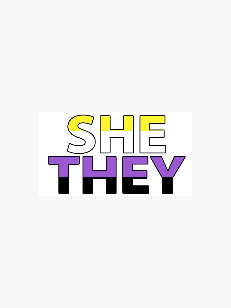 "Nonbinary flag with she/they pronouns!" Sticker for Sale by ...