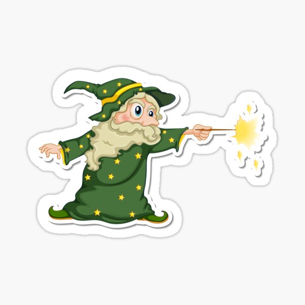 "Wizard from cartoon" Sticker for Sale by SweetKidsDesign | Redbubble