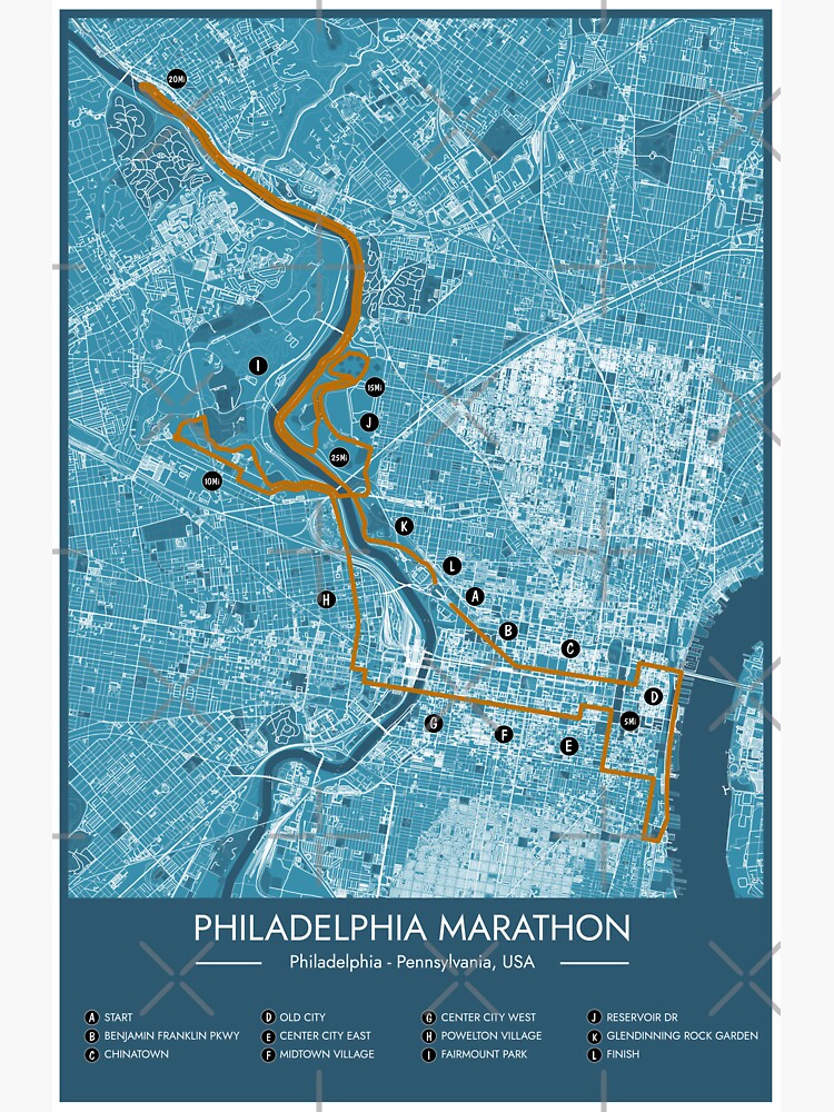 "Philadelphia Marathon (Miles Markers Version)" Sticker for Sale by ...