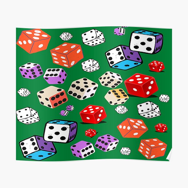 "vector illustration dice patterns mix colors" Poster for Sale by ...