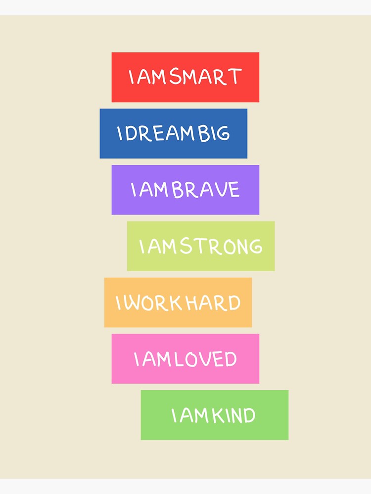 "Colorful Positive Affirmations Print Mindfulness Gifts" Sticker for ...