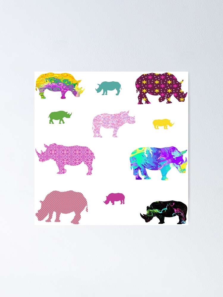 "Patterned Rhino Sticker Sheet" Poster for Sale by Lezbo1986 | Redbubble