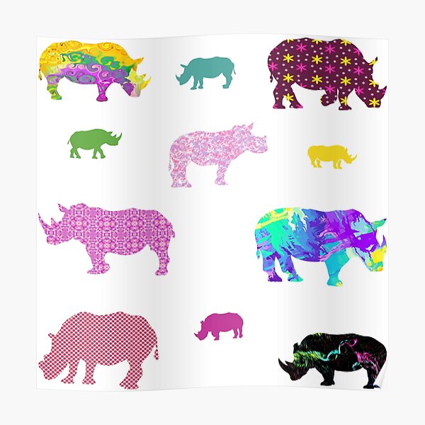 "Patterned Rhino Sticker Sheet" Poster for Sale by Lezbo1986 | Redbubble