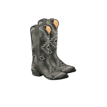 "Gray Aztec design cowboy boots " Sticker for Sale by brynnegoodfield ...