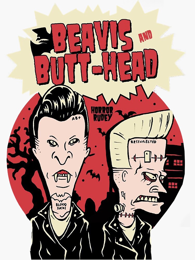 "Beavis and Butthead Horror Rudey Halloween" Sticker for Sale by ...