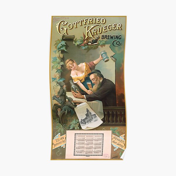 "Vintage Bock Beer Poster, Gottfried Krueger Brewing Co. (1891) Henry ...