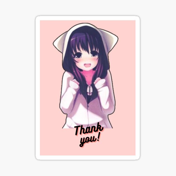 "Cute Anime Girl Art with Thank you" Sticker for Sale by LifeCore ...