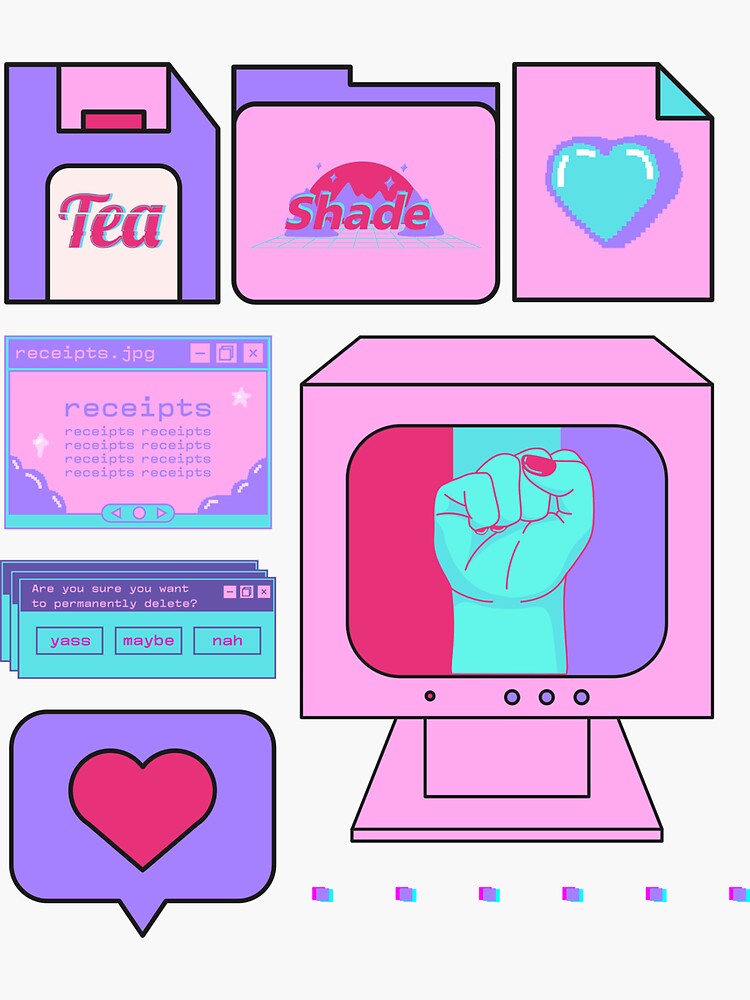 "Tea Shade Vaporwave" Sticker for Sale by Golden9Tails | Redbubble