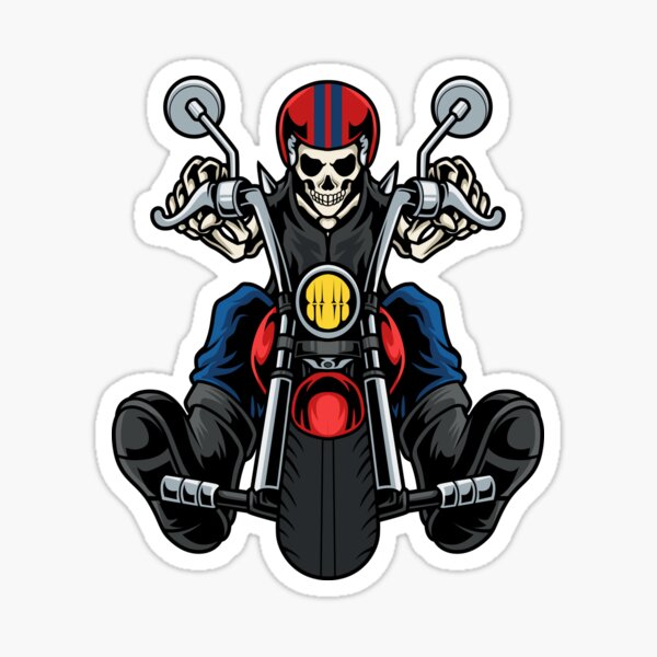 "Motorcycles Skeleton Halloween Men Women Motorcycle Rider" Sticker for ...