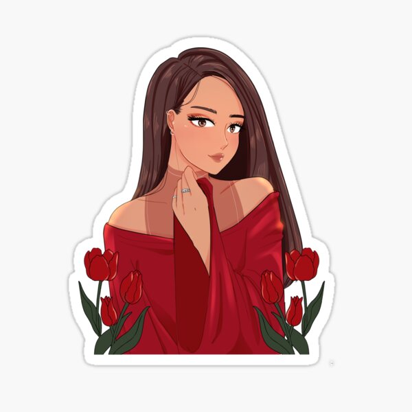 "Girl in Red" Sticker for Sale by noudiko | Redbubble
